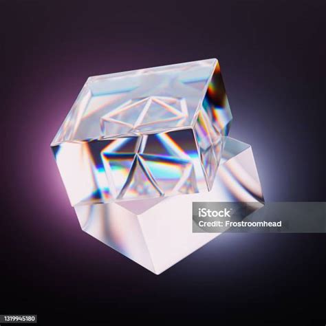그라데이션 라이트 3d 일러스트 렌더링이 있는 블랙 백에 분산이 있는 추상 유리 제곱 결정 프리즘에 대한 스톡 사진 및 기타 이미지 Istock