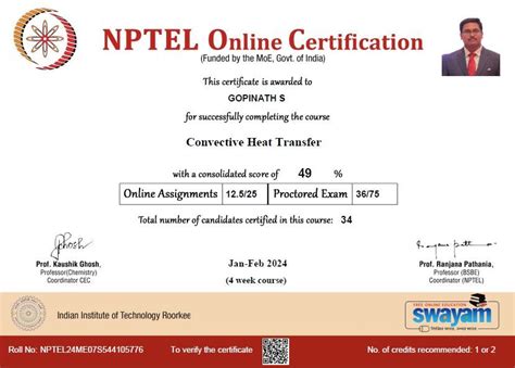 Dr S Gopi Nath On Linkedin Nptel Swayam Moocs Heattransfer Certification Engineering…