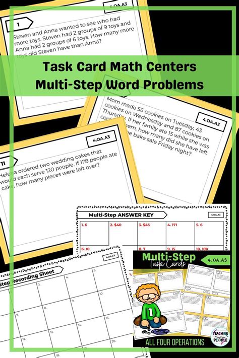 Multi Step Word Problem Task Cards 4 OA 3 Word Problems Task Cards Word Problems Multi