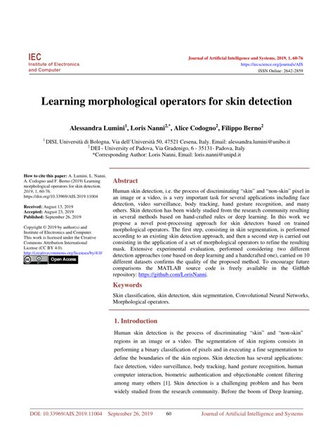 Pdf Learning Morphological Operators For Skin Detection
