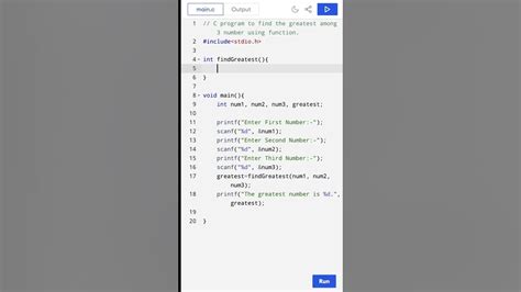 C Programming Function Demonstration Program Greatest Among 3 Number Deepeshdesigns Youtube