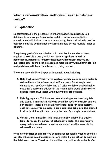 What Is Denormalization And How Is It Used In Database Design What