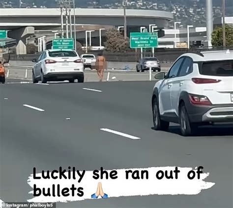 Moment Naked Woman Opens Fire On Drivers After Police Chase On San