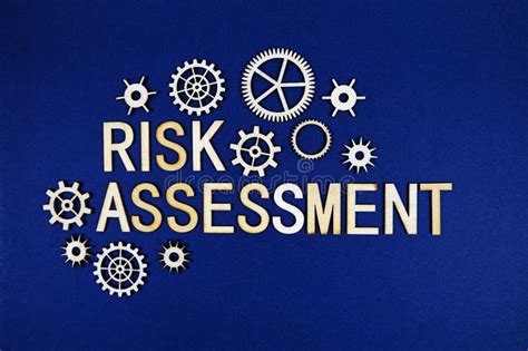 Risk Assessment Alphabet Letters With Gears Element On Navy Blue Background Stock Image Image