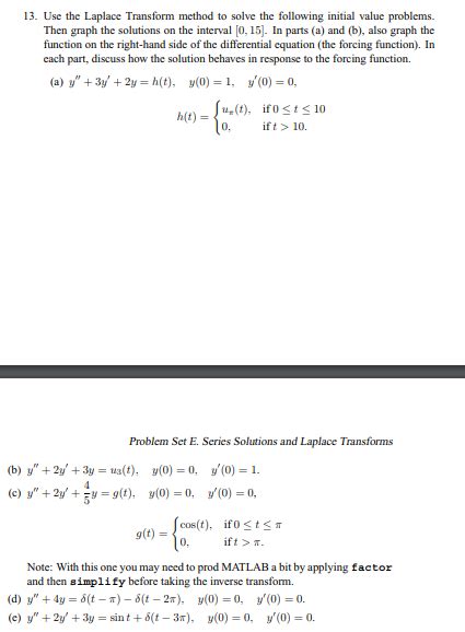 solved 13 use the laplace transform method to solve the