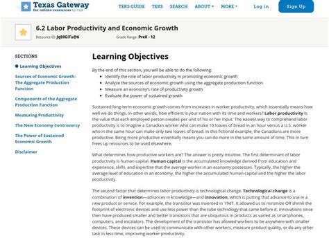Texas Gateway Chapter 6 Labor Productivity And Economic Growth Ebook