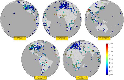 Maps Showing The Average Root Mean Squared Error Rmse For Each