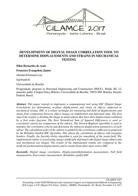 Pdf Development Of Digital Image Correlation Tool To Determine Displacements And Strains In