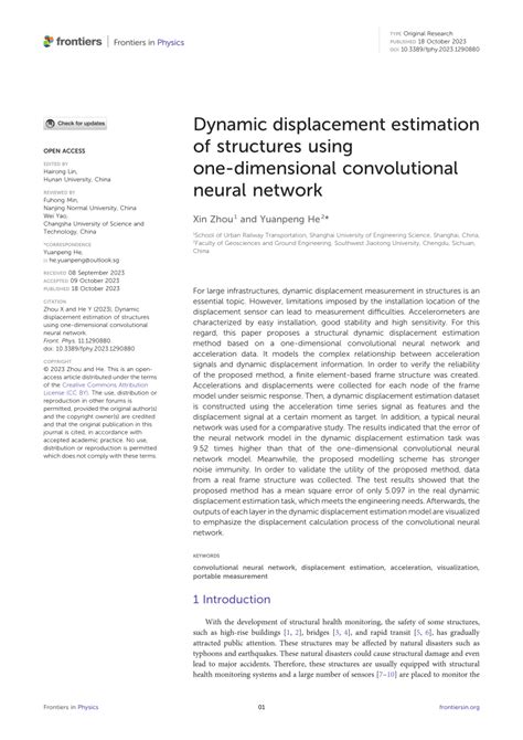 Pdf Dynamic Displacement Estimation Of Structures Using One