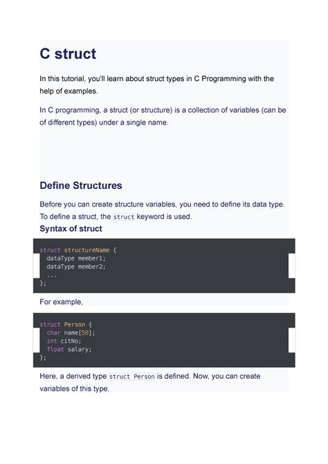 c struct types in c programming in c programming a struct or