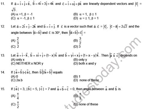 Jee Mathematics Vectors Mcqs Set C With Answers
