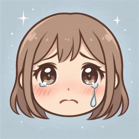 Crying Anime Girl Emoji Glossy Eyes One Tear Pink Cheeks Pastel