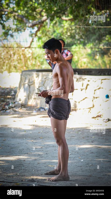 Mandalay Myanmar Feb 11 2017 A Burmese Man With Longyi Standing At The Village In Mandalay