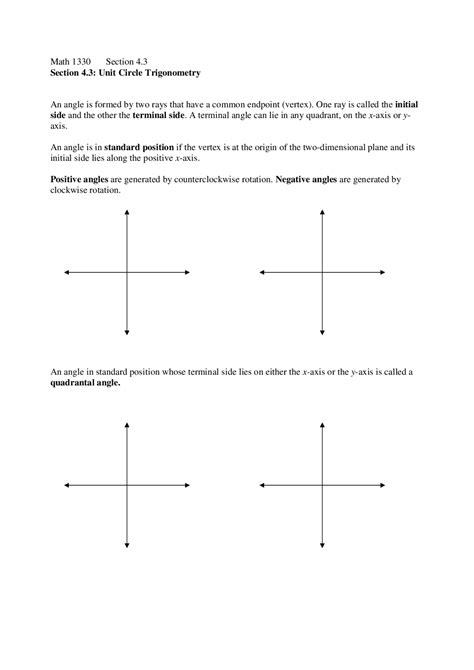 Math 1330 Section 43 Study Notes Trigonometry Docsity