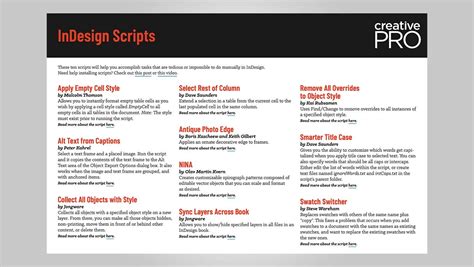 Indesign Downloadable Script Sampler Creativepro Network