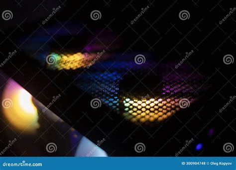 Colored Fan In The Computer LED Lighting In The System Unit Stock