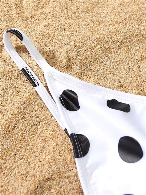 White Polka Dot Bow One Piece Swimsuit