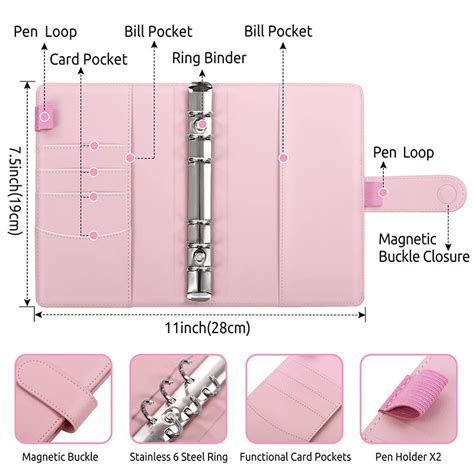 Badu Bg НОВО Практично бюджетно подвързване Кожени джобове A6 Macaron Парични пликове Системен