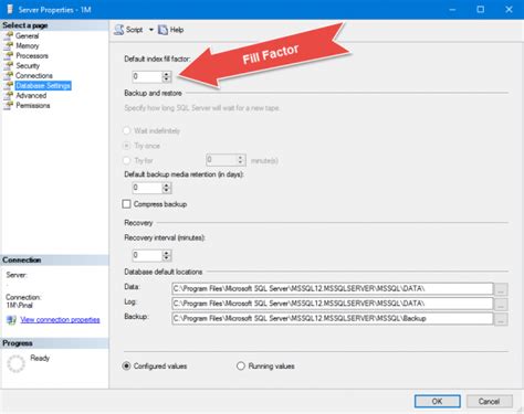 Sql Server Set Server Level Fillfactor Using T Sql Script Sql