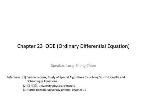 Ppt Chapter 23 Ode Ordinary Differential Equation Powerpoint