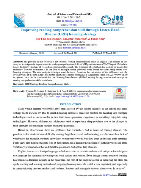 Improving Reading Comprehension Skill Through List Pdf Statistics Reading Comprehension