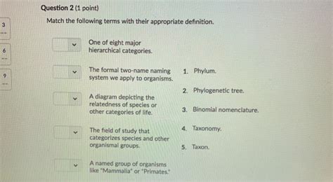 Solved Question 2 1 Point Match The Following Terms With