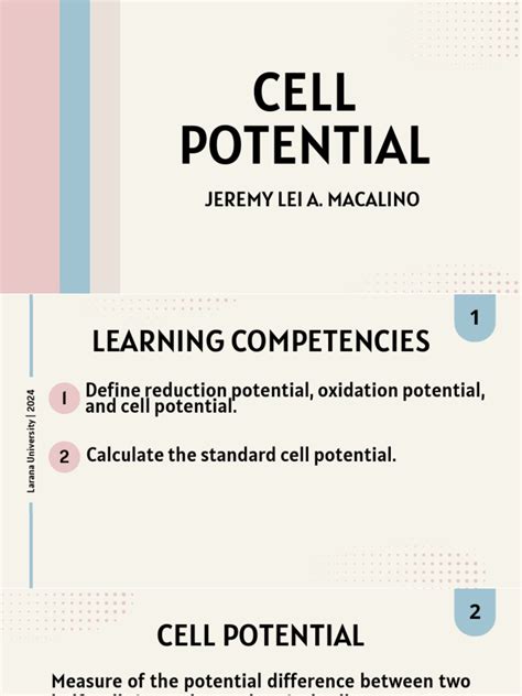 Understanding Cell Potential In Chemistry Pdf Redox Electromagnetism