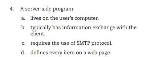 solved 4 a server side program a lives on the user s