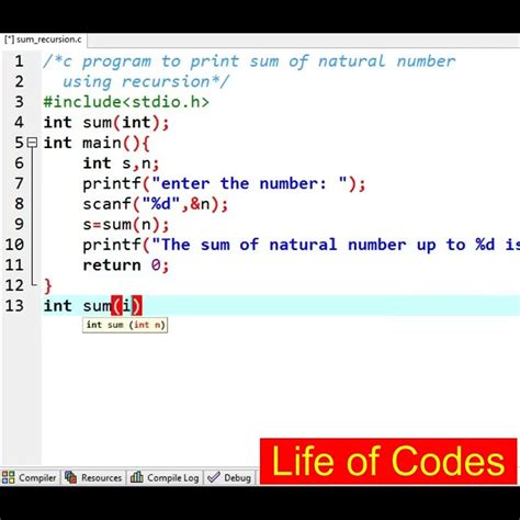 C Program To Print Sum Of N Terms Using Recursion Function Shorts Youtube