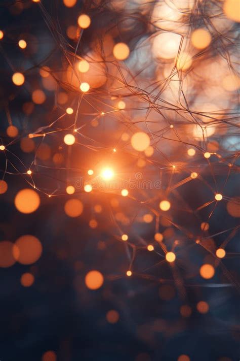 soft and warm data nodes visualization with realistic diffusion of light and color stock