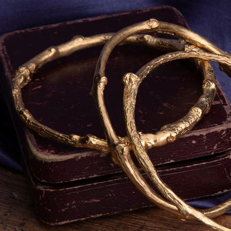 Oak Twig Bangle In Solid Gold Cast From A Real English Oak Twig