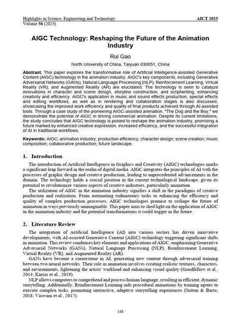 Aigc Technology Reshaping The Future Of The Animation Industry Pdf