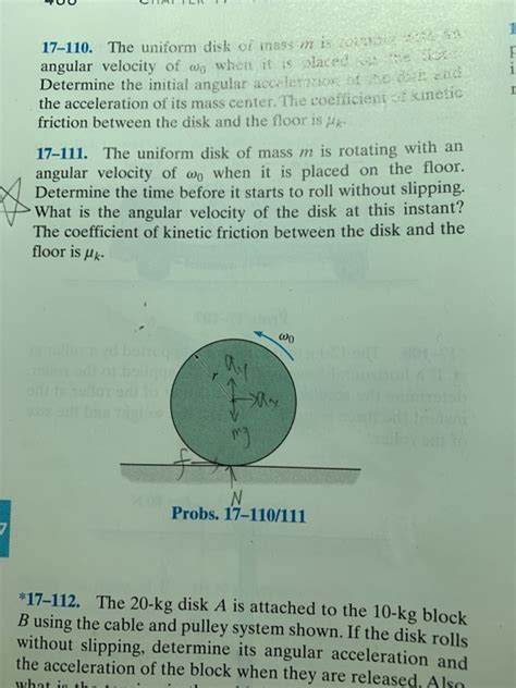 Solved 17 110 The Uniform Disk Of Mass M Is Oim Angular
