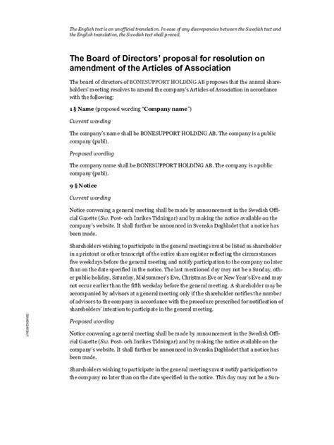Fillable Online 05 ENG The Board S Proposal On Amendment Of The Articles Of Association Typo