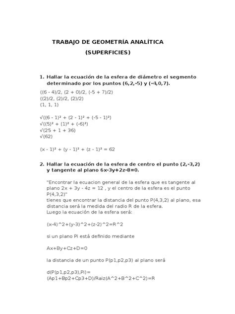 Geometria Analítica Superficies Pdf Esfera Línea Geometría
