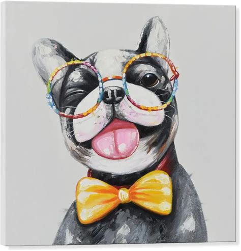 Seven Wall Arts نقاشی دیواری نقاشی روی بوم سگ ناز سگ حیوانی رنگارنگ با عینک عکس های هنری توله سگ