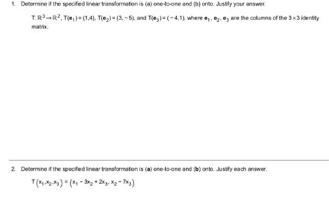 Solved Determine If The Specified Linear Transformation Chegg