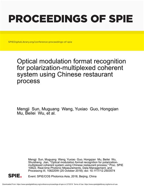 Pdf Optical Modulation Format Recognition For Polarization