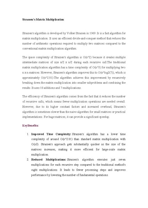 Daa Unit 1introduction To Daa Strassens Matrix Multiplication