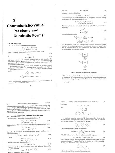 2 Problems And Characteristic Value Quadratic Forms Pdf Eigenvalues And Eigenvectors