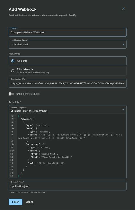 Adding Webhook Notifications Sandfly Security