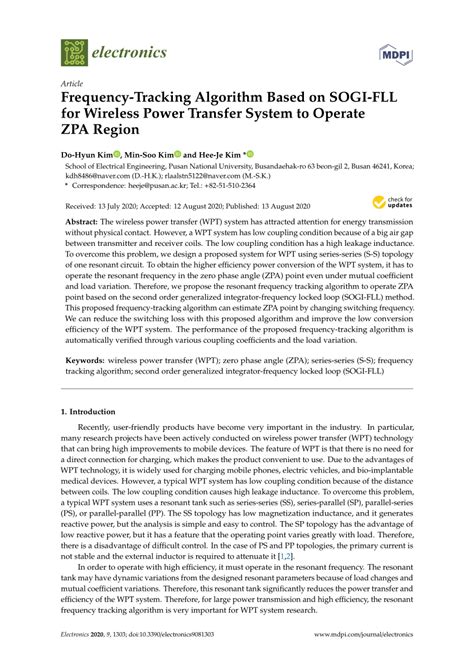pdf frequency tracking algorithm based on sogi fll for wireless power