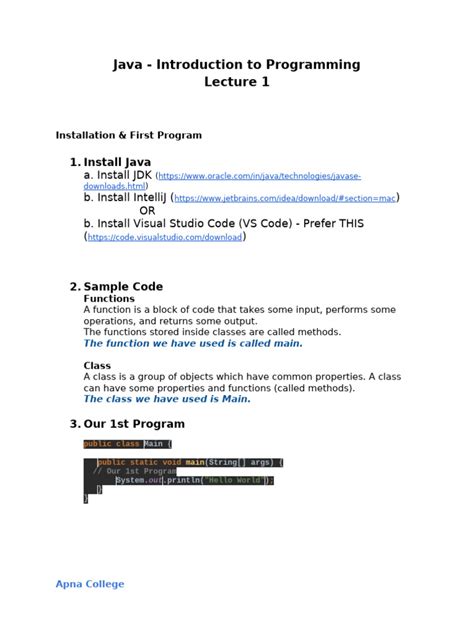 Java Lecture 1 Pdf