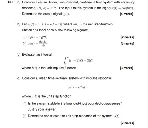 Solved A Consider A Causal Linear Time Invariant