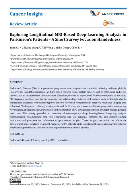 Pdf Exploring Longitudinal Mri Based Deep Learning Analysis In Parkinsons Patients A Short