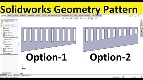 Solidworks Linear Pattern With Geometry Pattern Option Onoff Solidworks Geometry Pattern