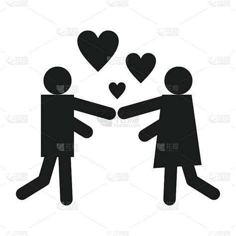 女孩和男孩的黑色图标