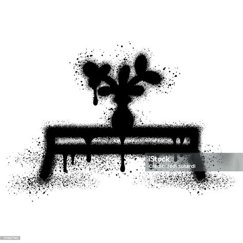 검은 색 스프레이 페인트를 사용한 테이블 낙서 벡터 일러스트 레이 션 0명에 대한 스톡 벡터 아트 및 기타 이미지 0명 가구 가정용 장비 Istock