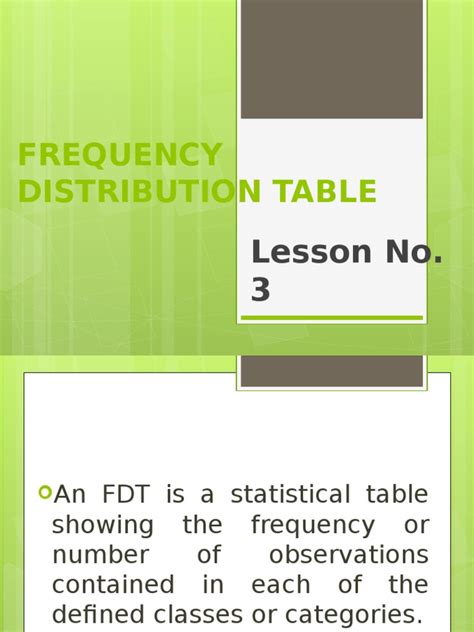 Frequency Distribution Table Lesson Plan