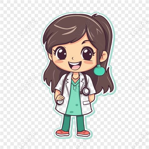 귀여운 소녀 일러스트 간호사 만화 스티커 벡터상표 Png 일러스트 무료 다운로드 Lovepik